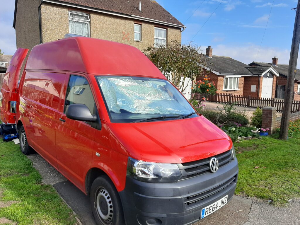 Big Red. Vw T5 Lwb High Top, Automatic and Low mileage. Bespoke self ...