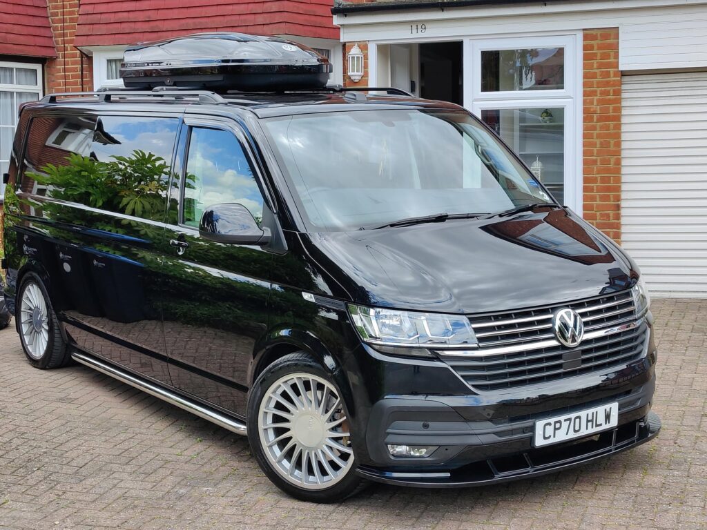 Beautiful Black VW Transporter long wheelbase T6.1 T32 DSG Automatic ...