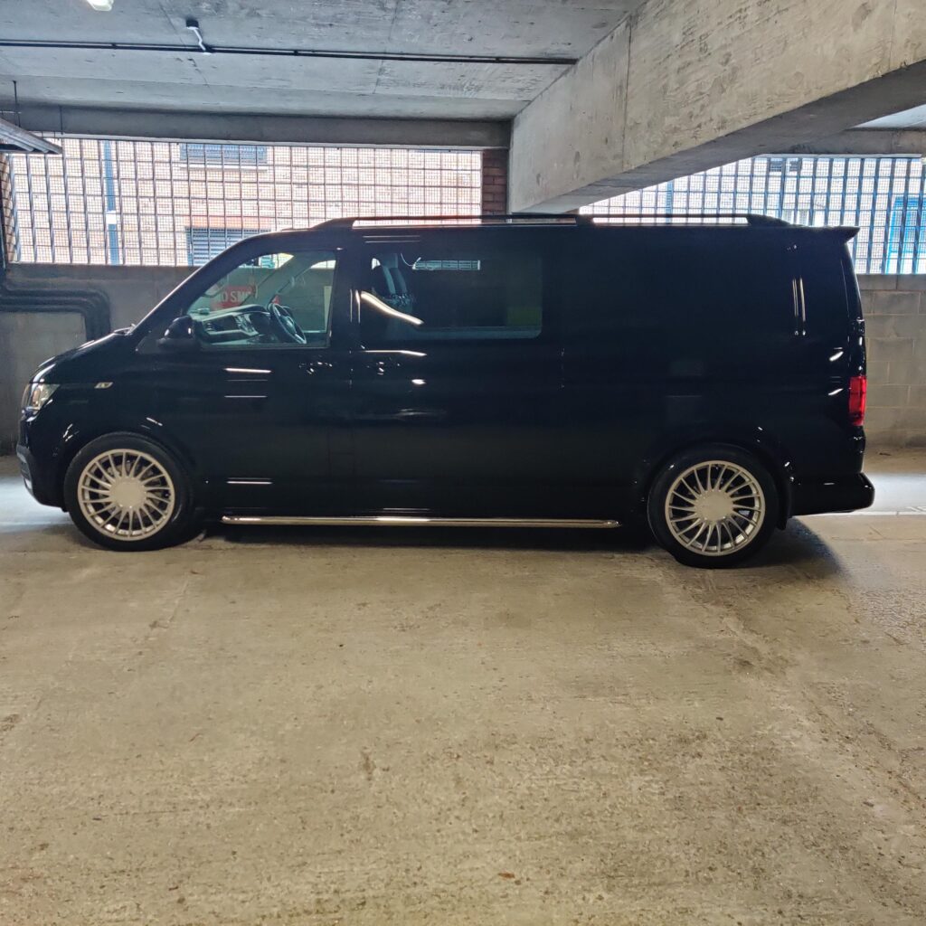 Beautiful Black VW Transporter long wheelbase T6.1 T32 DSG Automatic ...