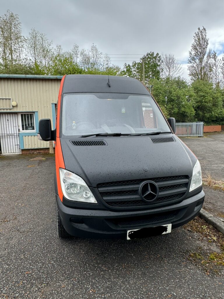 Reduced: Mercedes Sprinter Camper Van with Orange Raptor Paint ...