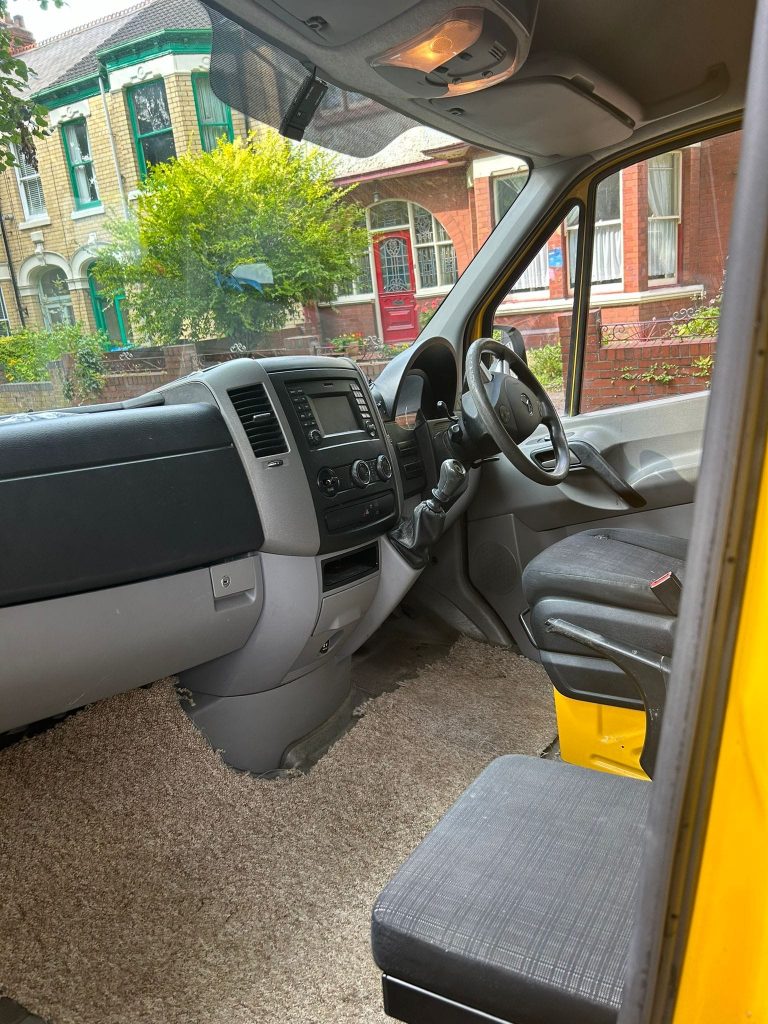 'Big Yellow' MWB Merc Sprinter with side flares | Quirky Campers